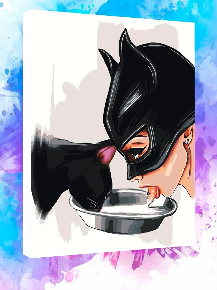 Картина по номерам Бэтмен Женщина Кошка Мем