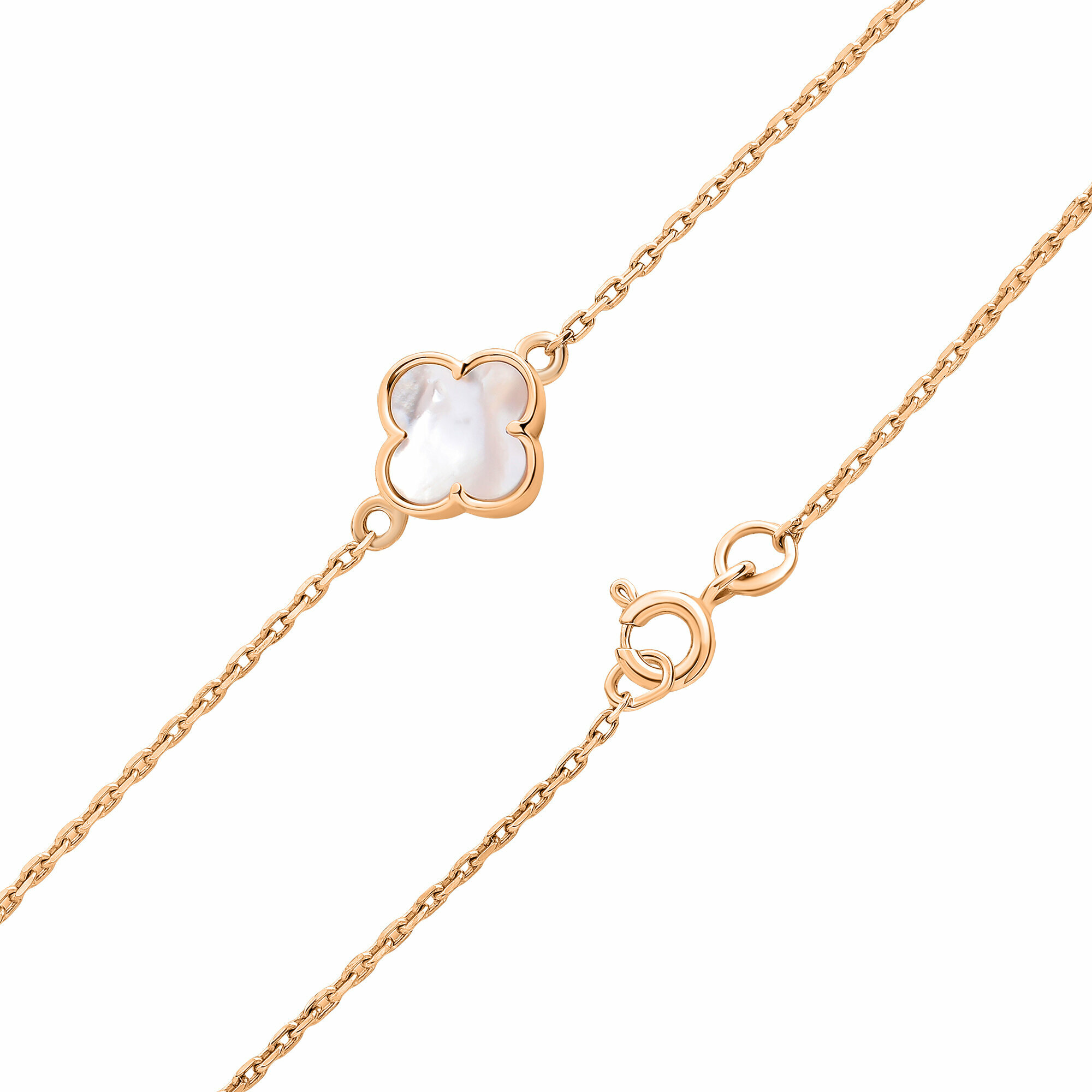Браслет-цепочка, красное золото, 585 проба, перламутр
