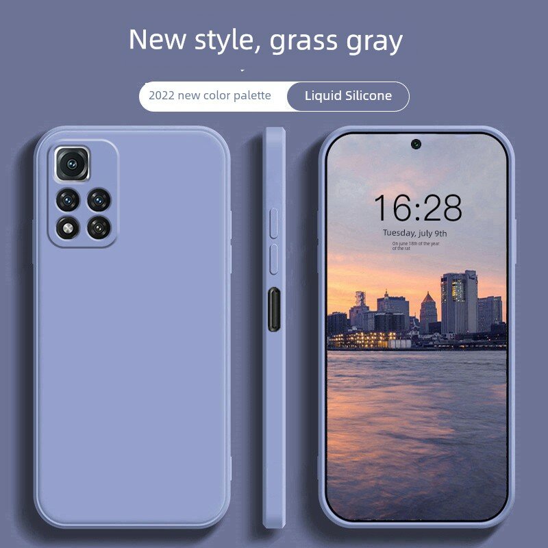Минималистичный силиконовый чехол для Redmi Note 11 5G, моховый серый, 1 шт