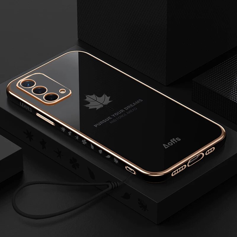OPPO A93 Силиконовый чехол для телефона Матовый черный с совместимым шнурком