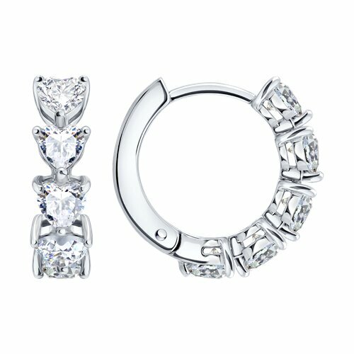 Серьги, серебро, 925 проба, родирование, фианит