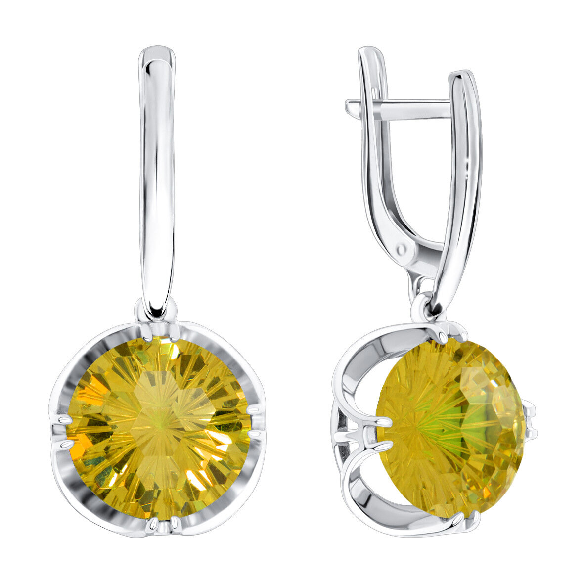 Серьги, серебро, 925 проба, родирование, фианит