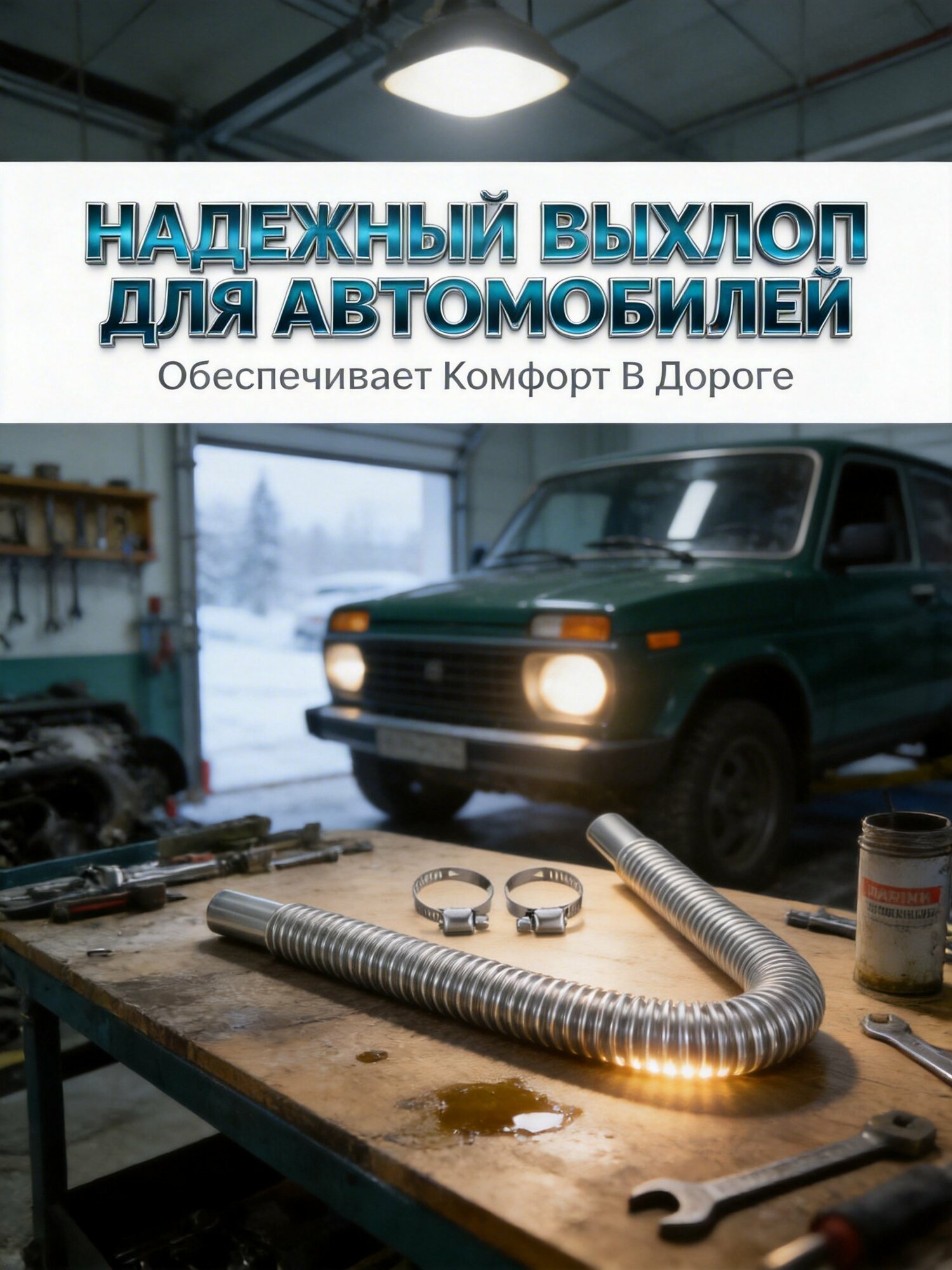 Выхлопная труба металлорукав d25 мм 60 см, для автономного отопителя, генератора и сухого фена