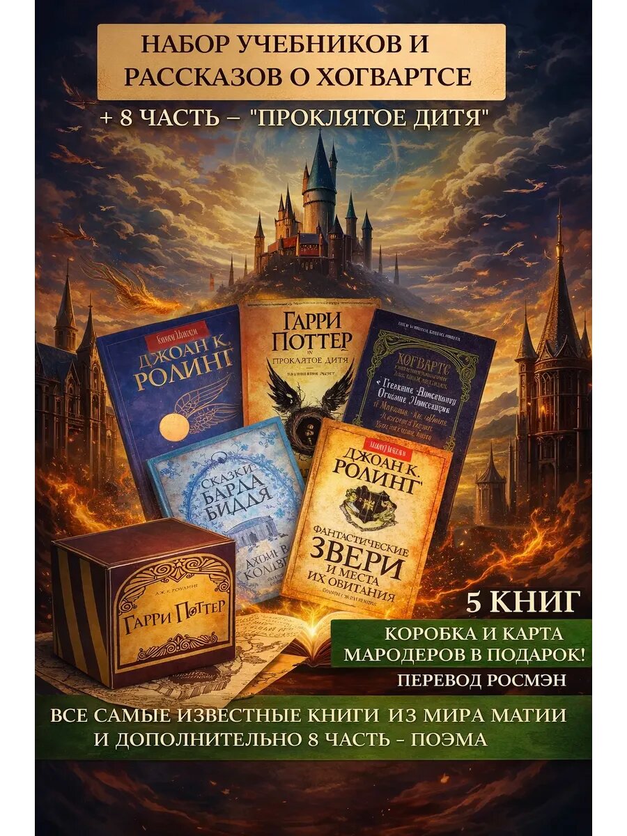 Подарочный комплект "Гарри Поттер" от Росмэн 5 книг в подарочной коробке