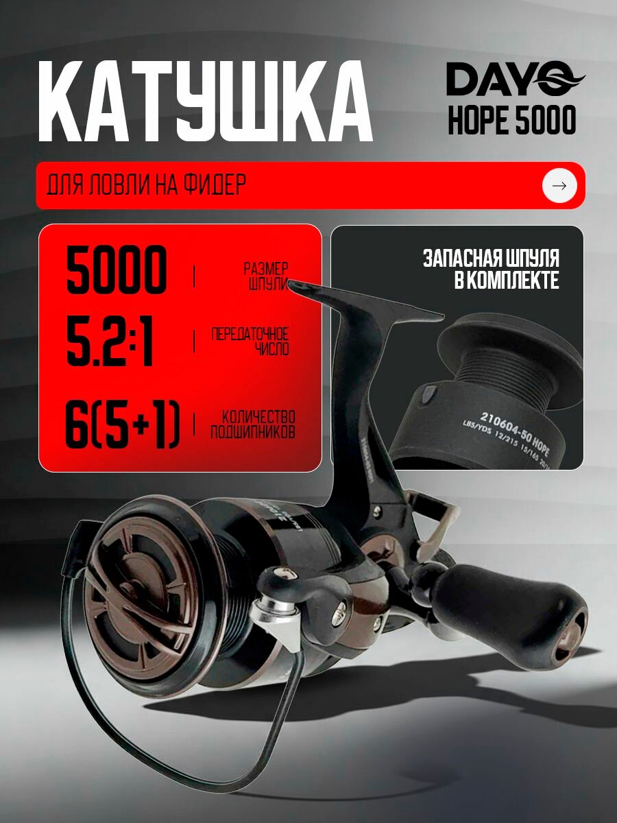 Катушка для спиннинга фидера HOPE 5000 с байтранером с запасной шпулей