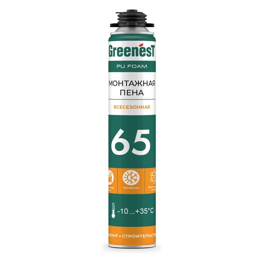 Пена монтажная профессиональная GreenesT 65 всесезонная, 850мл 185117850