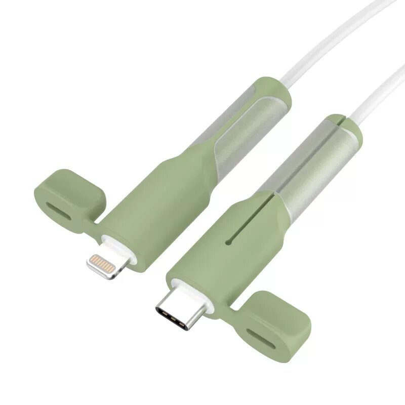 Защита для кабеля Apple Fast Charging 18W/20W, анти-изгиб для iPhone 15, зеленая - прочная оболочка для зарядного кабеля