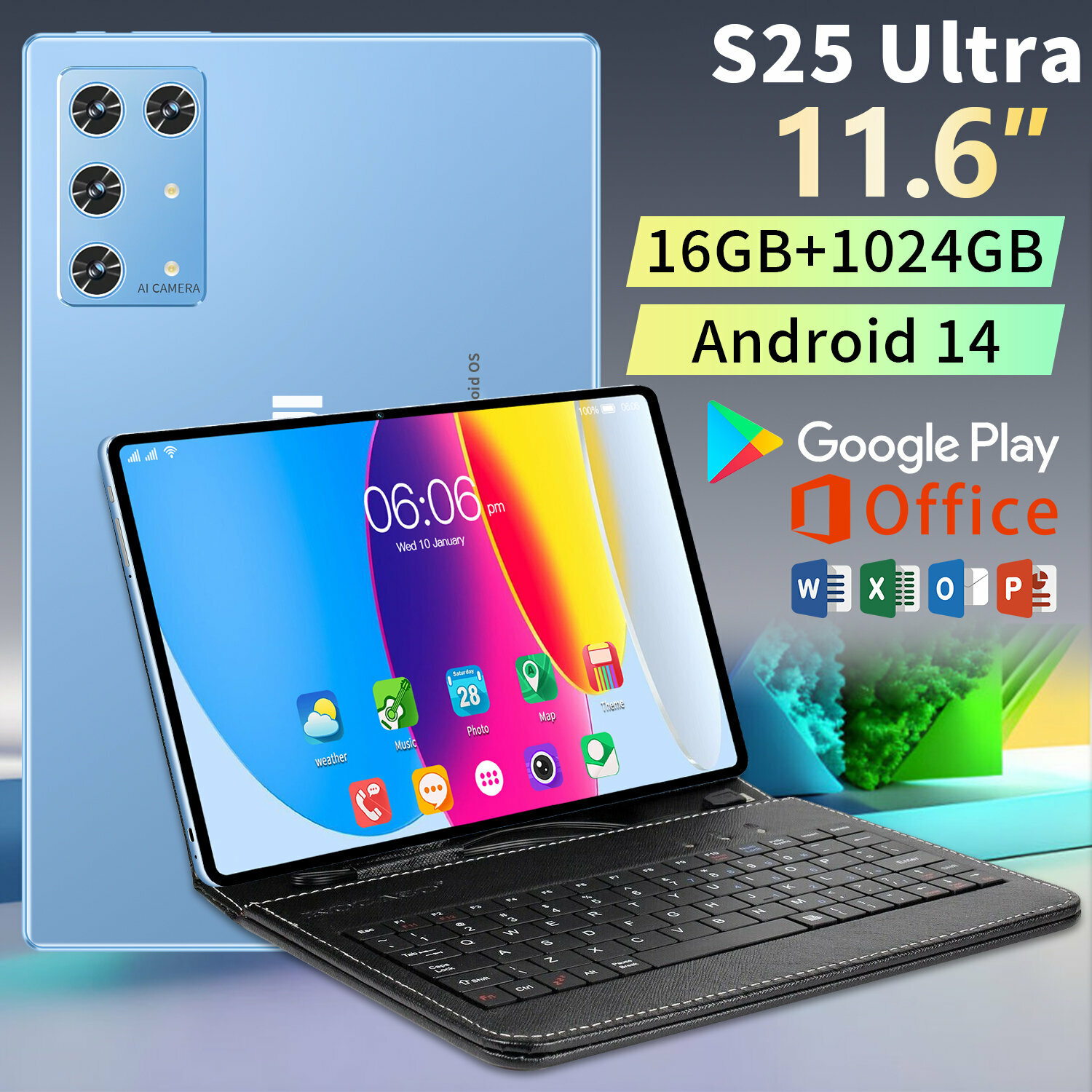 Игровой планшет S25 Ultra с клавиатурой и мышью, экран 11.6", 16ГБ