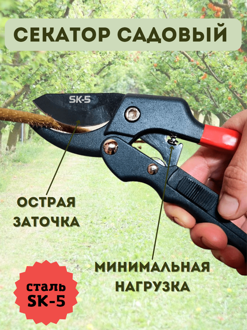 Cекатор сучкорез. Ручной садовый для обрезки веток и сучков кустов и деревьев