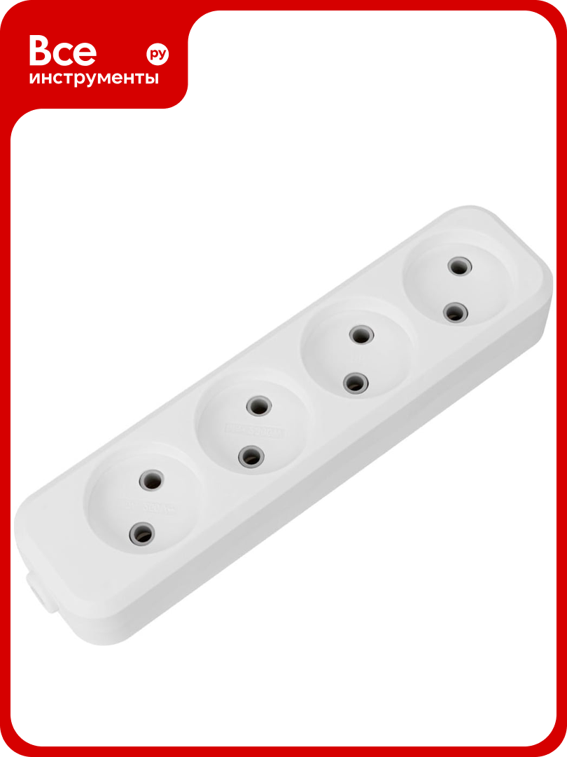 Розеточная колодка TDM ELECTRIC 4 гнезда 2П б/з 10А 250В белая серии Народная SQ1806-0419