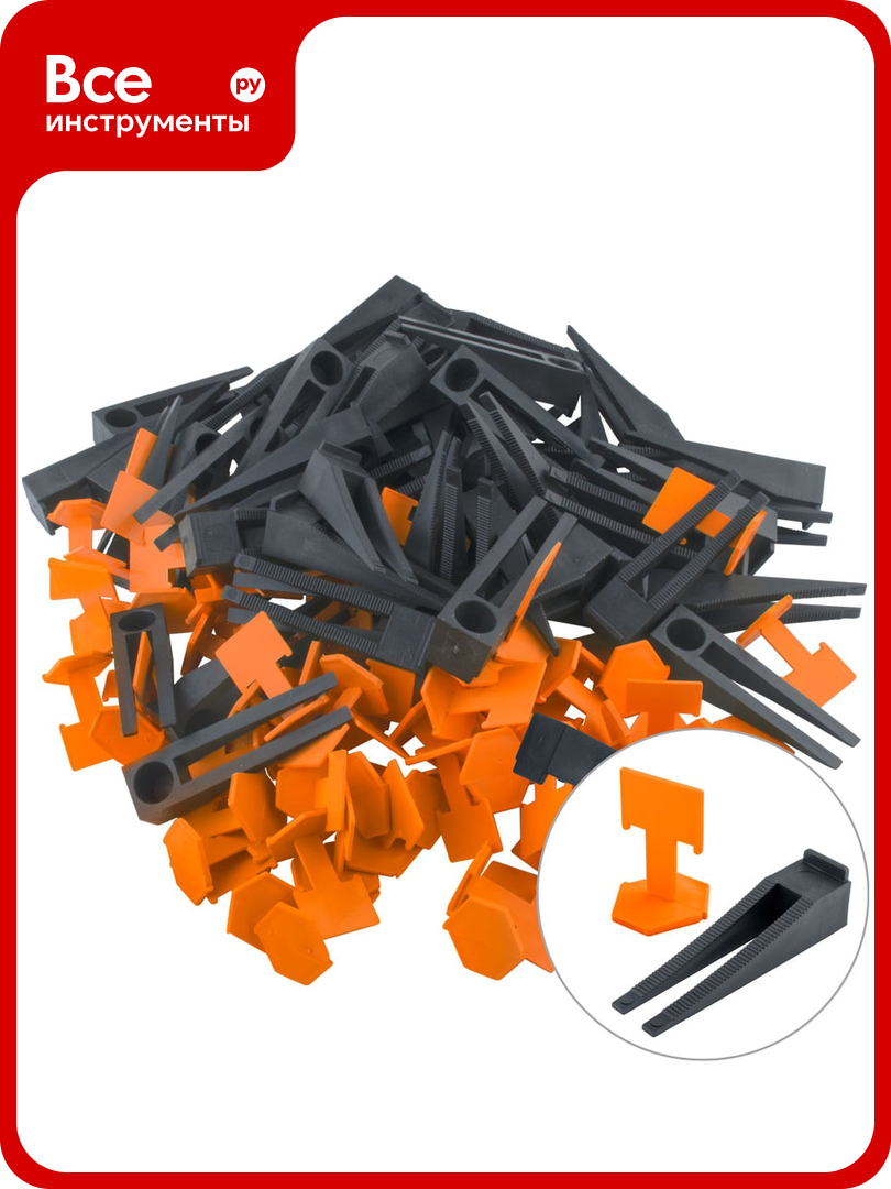 Комплект СВП зажим флажок и клин 1.5 мм по 50 шт Biber 55638 тов-215920