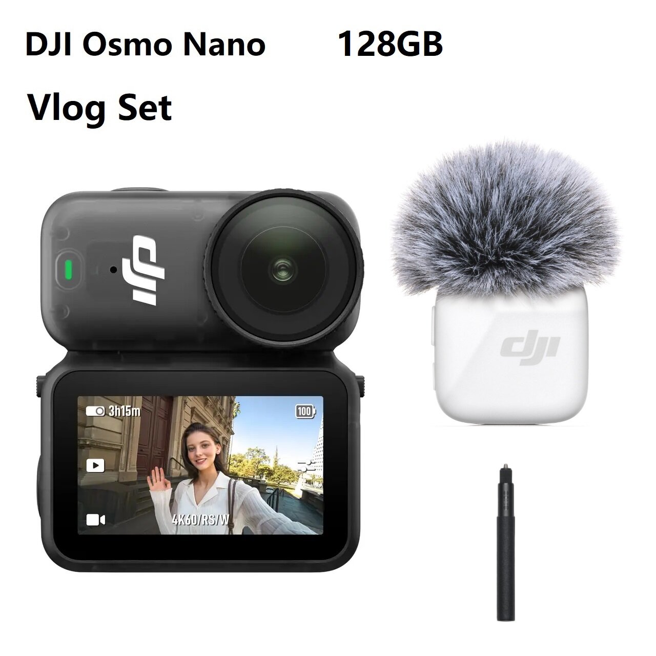 DJI Osmo Nano Vlog Combo, 128 ГБ, Экшн-камера со стабилизацией, для записи и ведения видеоблогов, белый DJI Mic Mini
