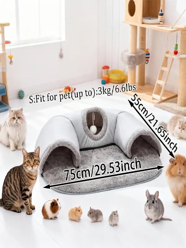 75x55cmТуннель для кошек 2-в-1 интерактивная игрушка для кошек