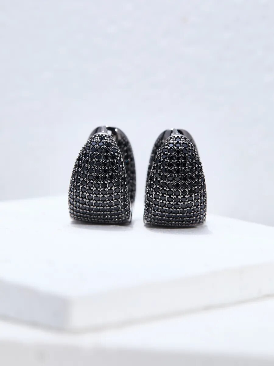 Серьги конго, фианит, кристаллы Swarovski, черный — фото 1
