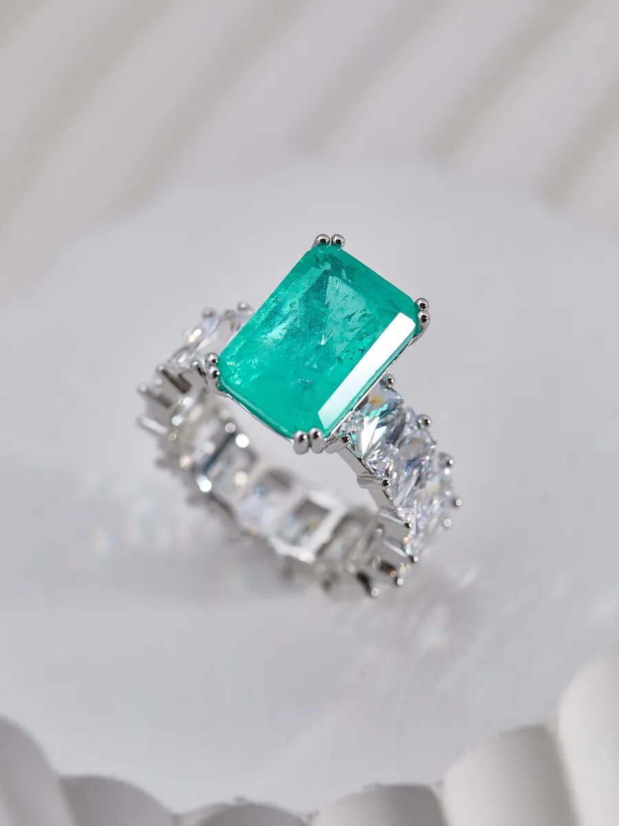 Кольцо, кристаллы Swarovski, хрусталь, белый, голубой, серый — фото 1