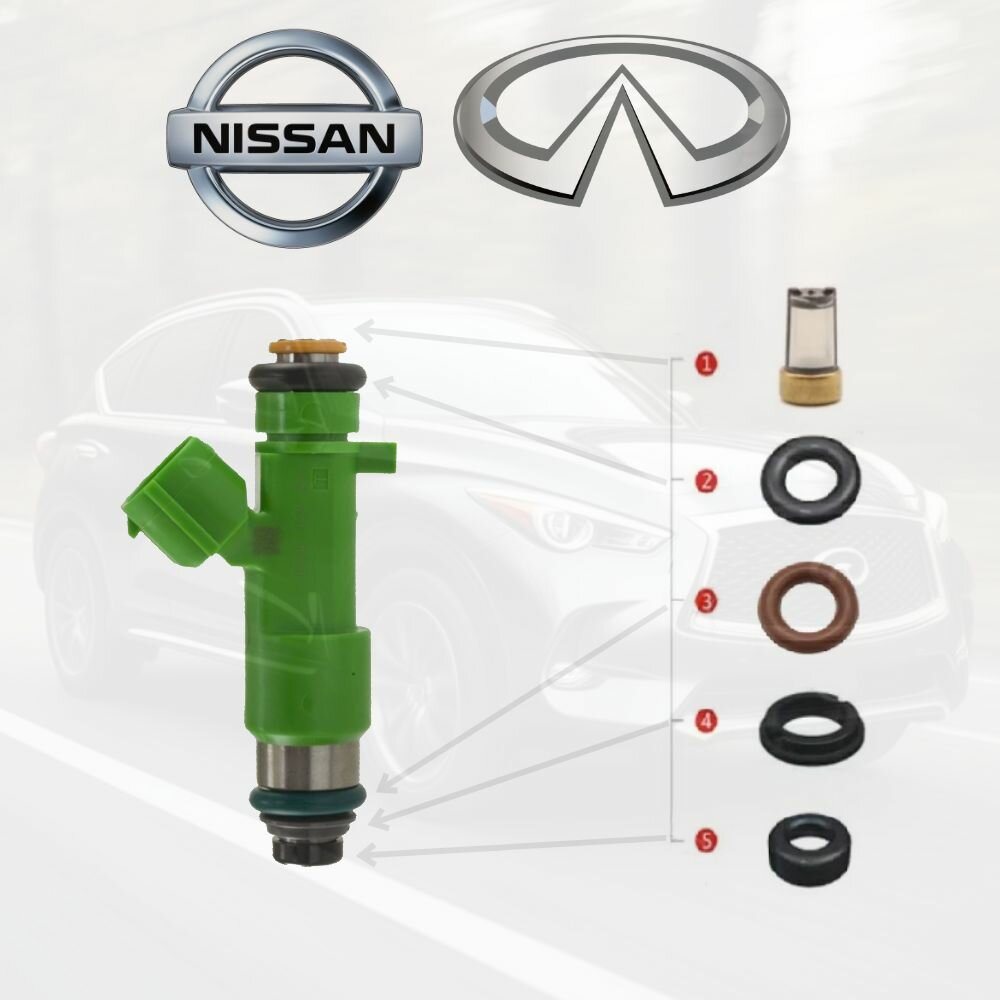 Ремкомплект на 6 форсунок Nissan Infiniti VQ35DЕ VQ35НR VQ37VHR 16600-JK20A 16600EY00A