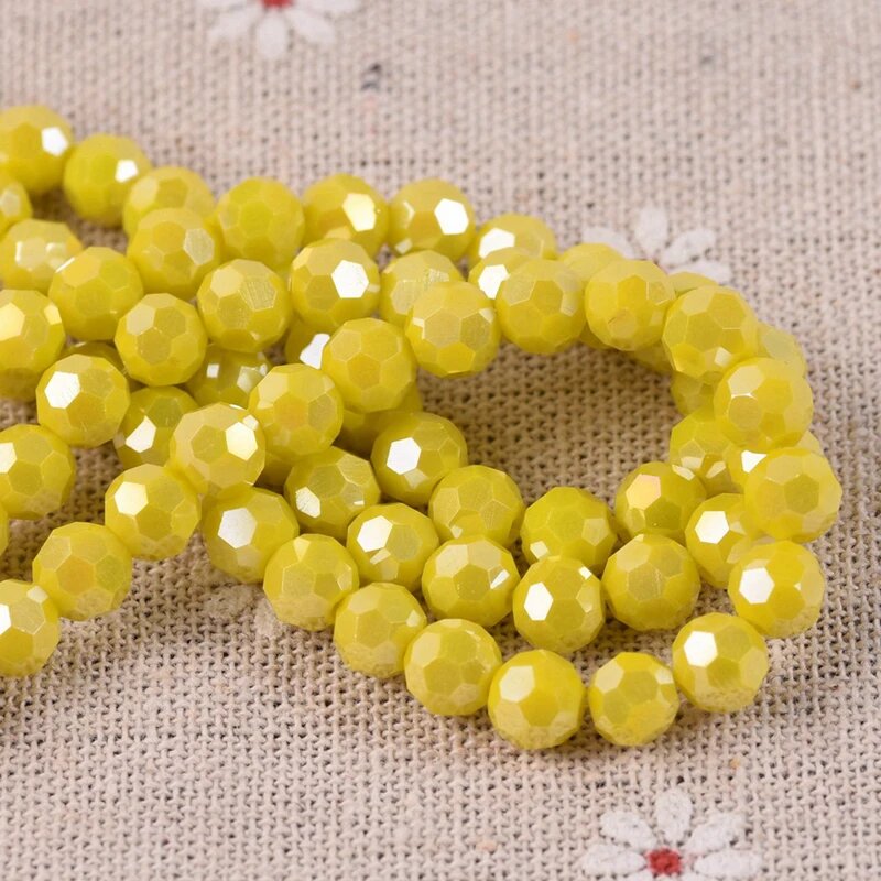 Круглые стеклянные бусины Weargolsil 32 грани 3-8 мм Светло-желтый, 3MM-98PCS, Porcelain Yellow AB