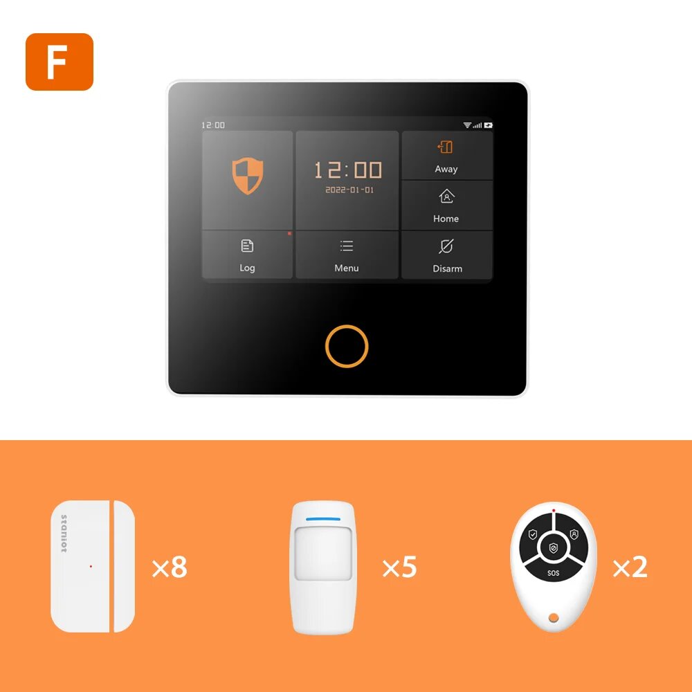 Система безопасности Staniot Tuya Smart WiFi 4G с встроенным сиреной для дома, с датчиками контакта на 5 лет для дверей и окон - Set-F 16Kit