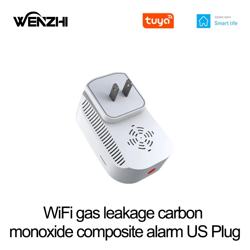 Датчик утечки газа Wi-Fi, детектор угарного газа CO, сирена, будильник, монитор, дисплей, безопасность и защита для дома и кухни, умная жизнь Tuya - розетка США