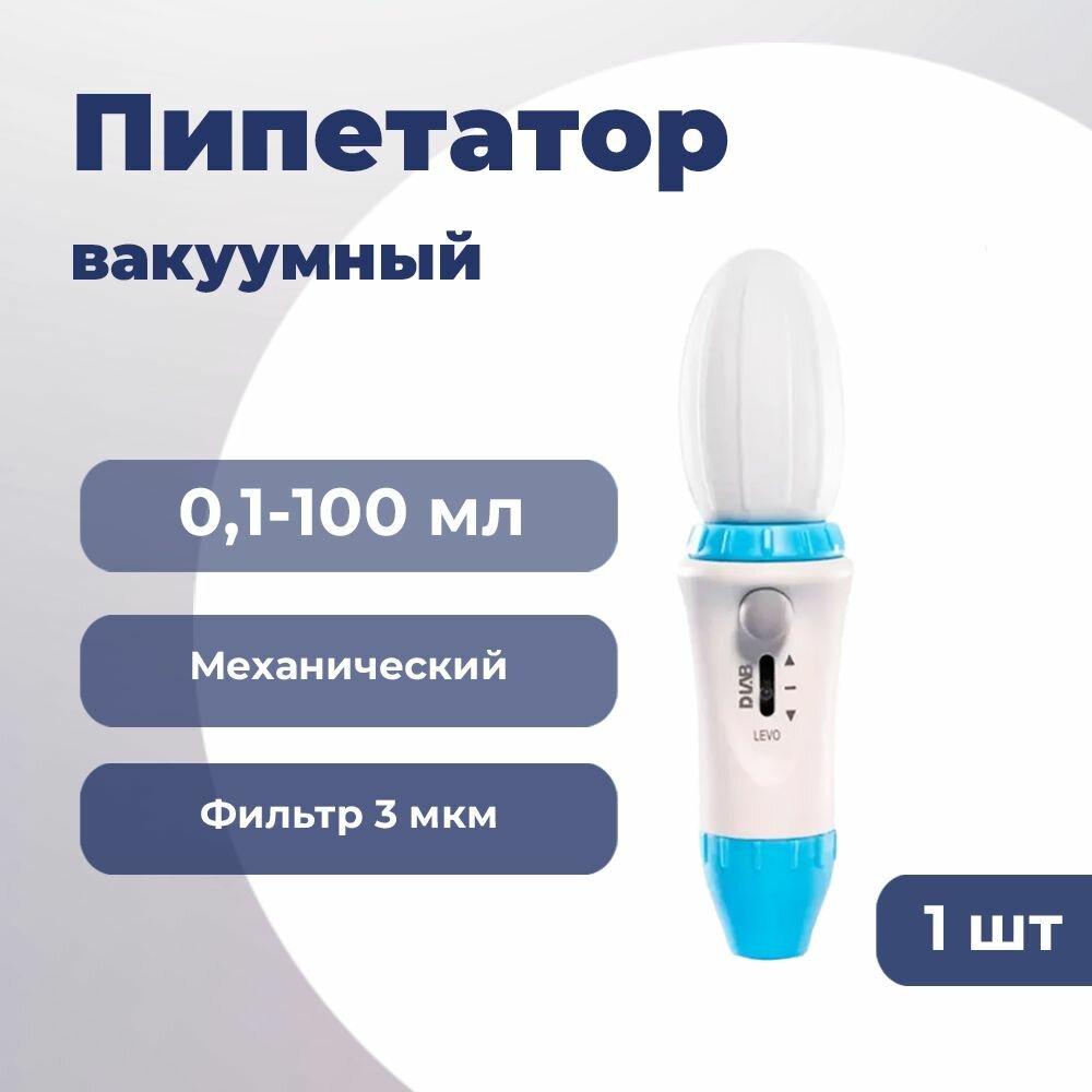 Пипетатор вакуумный 0,1-100 мл / Levo Pipette Controller (голубой), Dlab 7033206000