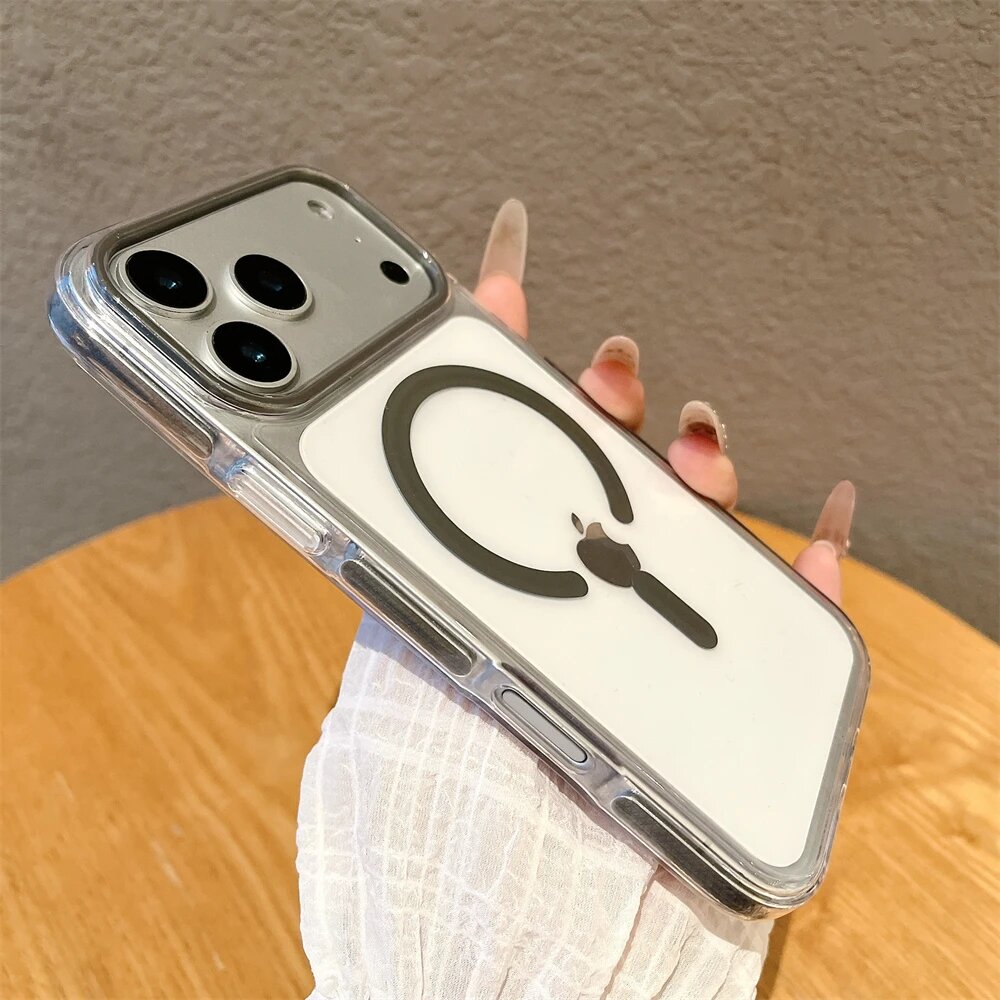 Прозрачный Ультратонкий Магнитный Чехол Для iPhone 17/16/15/14 Pro iPhone 16 Pro Max, Серый, Gray