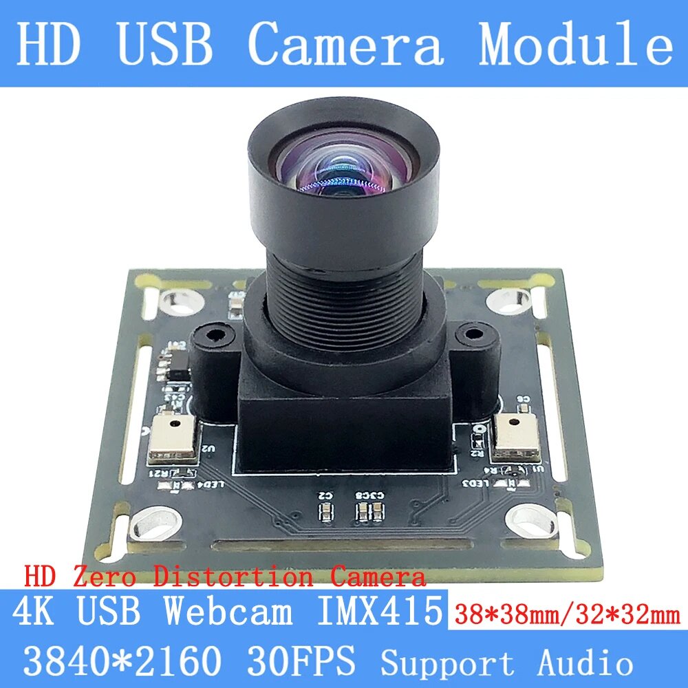 Веб-камера 4K высокого разрешения 3840x2160 с драйвером UVC IMX415, без искажений, 30 кадров/с, USB-модуль камеры с поддержкой аудио