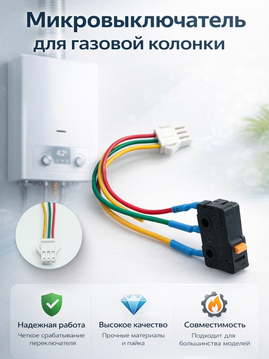 Микровыключатель для газовой колонки,3х контактный, универсальный