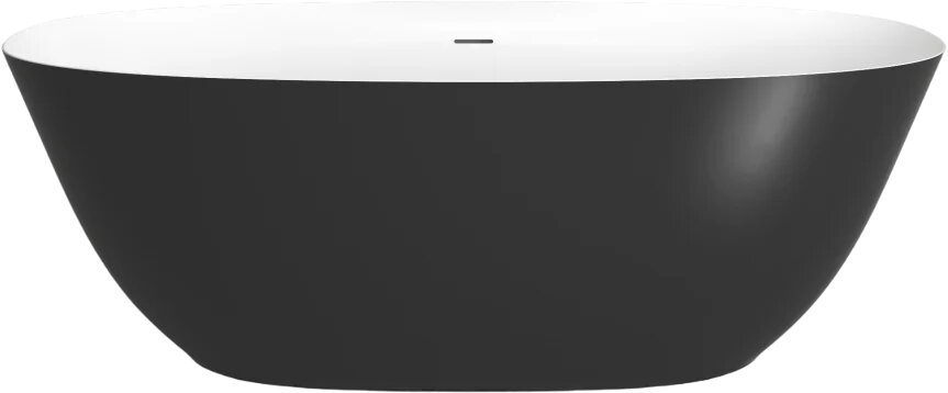 Ванна из искусственного камня Plumberia Selection Veloma 170x75, отдельностоящая, овальная, белая, черная, матовая, со встроенным сливом-переливом, с донным клапаном, фурнитура белая, антискользящее п