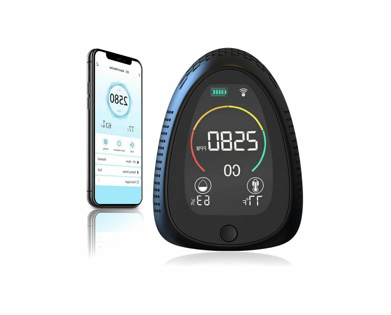 Многофункциональный датчик Туйя Wi-Fi монитор качества воздуха 4 в 1 (умный детектор) - Mod: HTI 0341(BT) (EU) (F1762EU). Звуковая сигнализация 85 дБ.