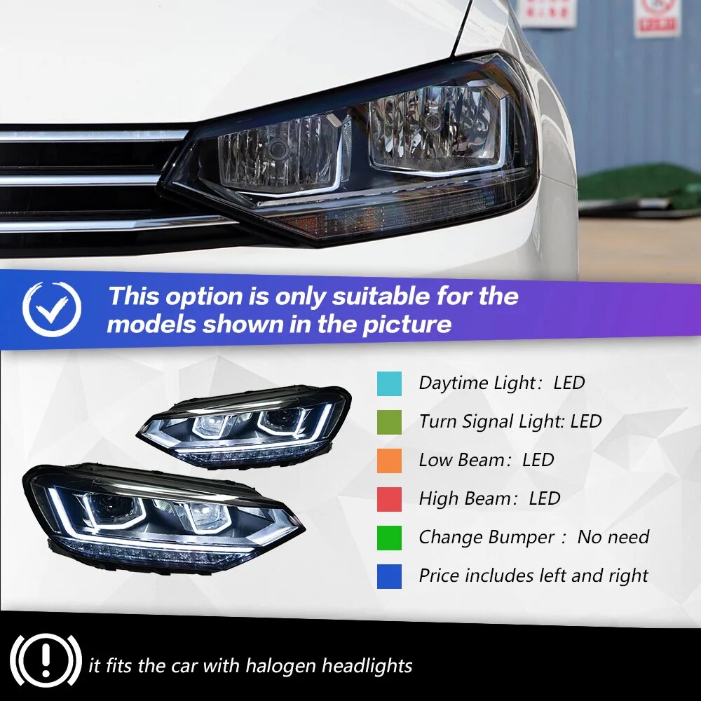 Фары для VW Touran 2016-2020 New Touran Автомобильные Товары Инструменты 12V H7 LED DRL Hella Xenon Lens Hid Автомобильные Аксессуары