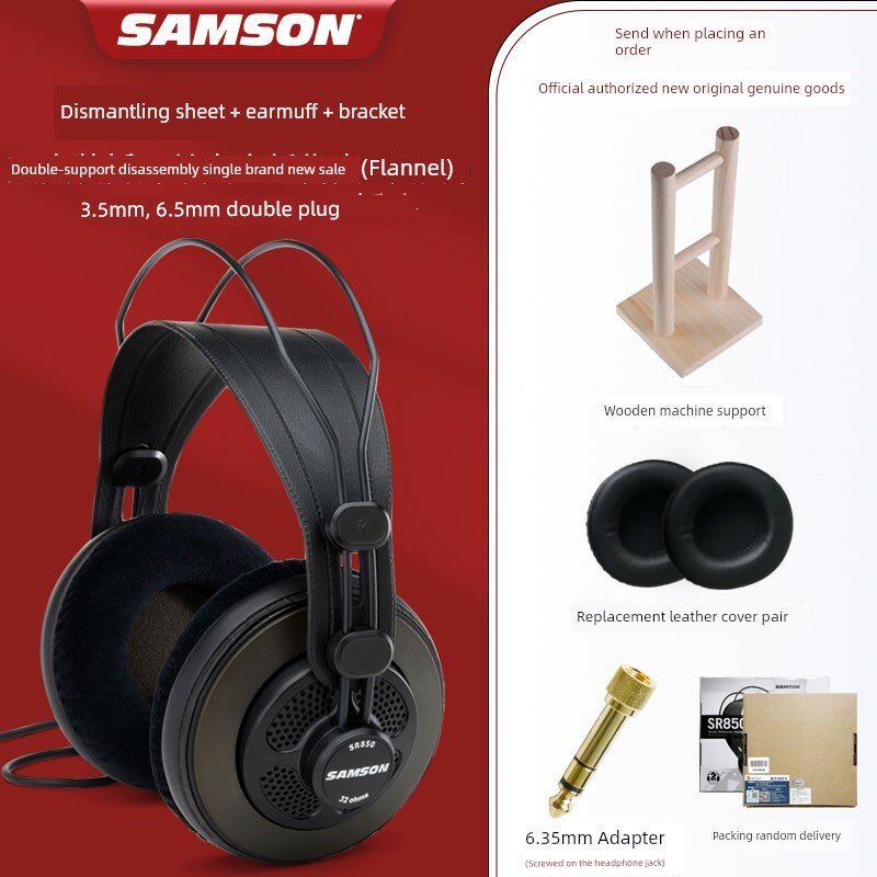 Samson SR850 Полуоткрытые наушники пара с кожаными амбушюрами и подставкой