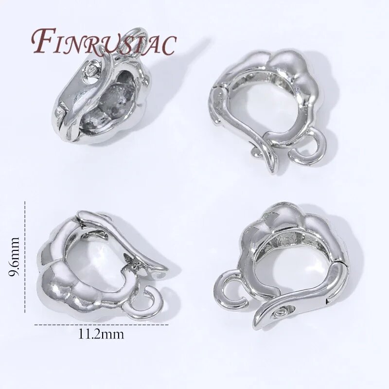 Бейлы для подвесок FINRUSIAC, 8 шт, Родий, 11.2x9.6 мм