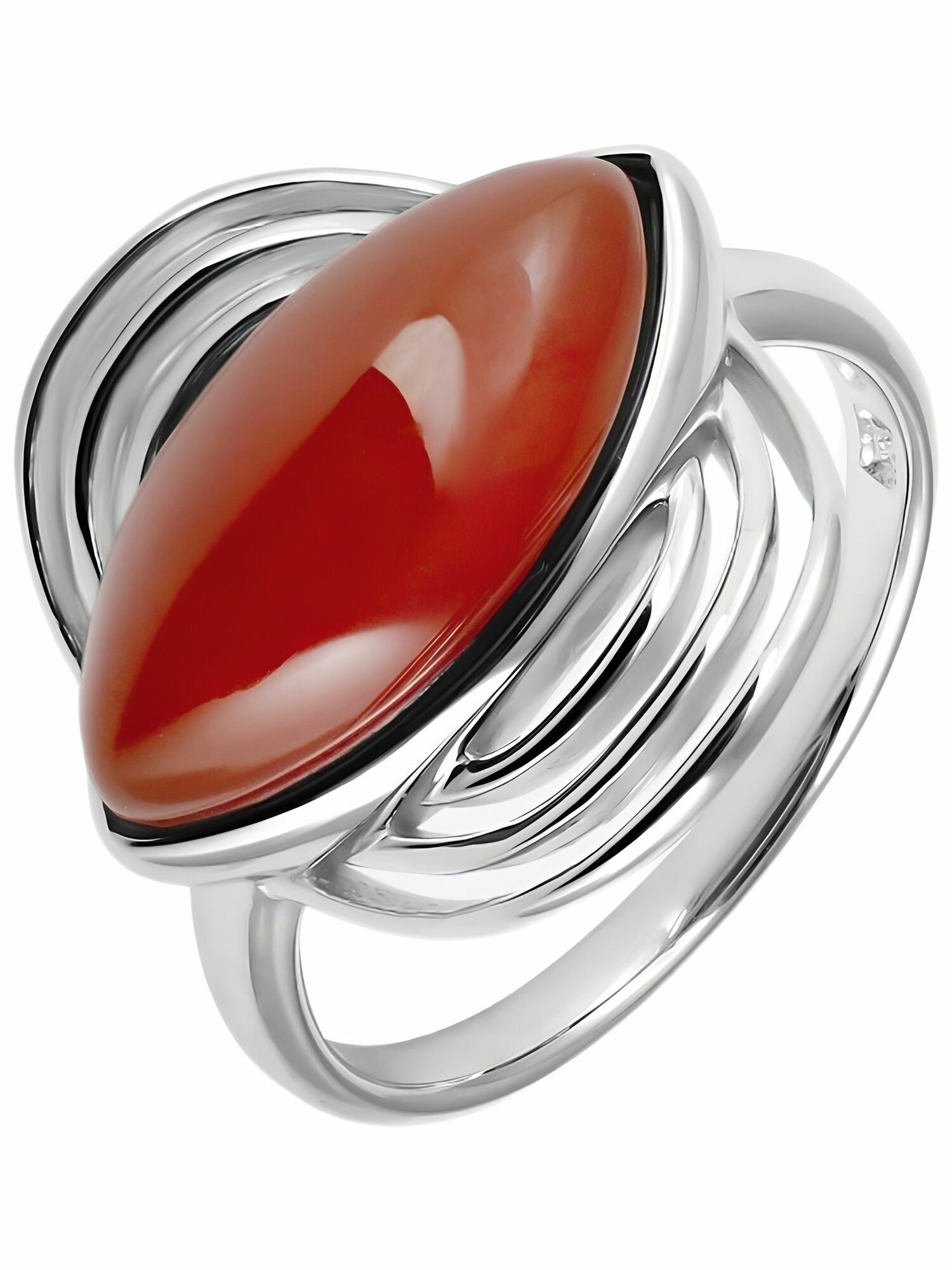 Кольцо тонкое, серебро, 925 проба, родирование, сердолик