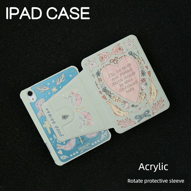 Чехол Blue Sea Rotating Acrylic для iPad 7/8/9/11, защитный, 2024, жесткий, для Air5/6, Apple 24 Pro11, чехол для