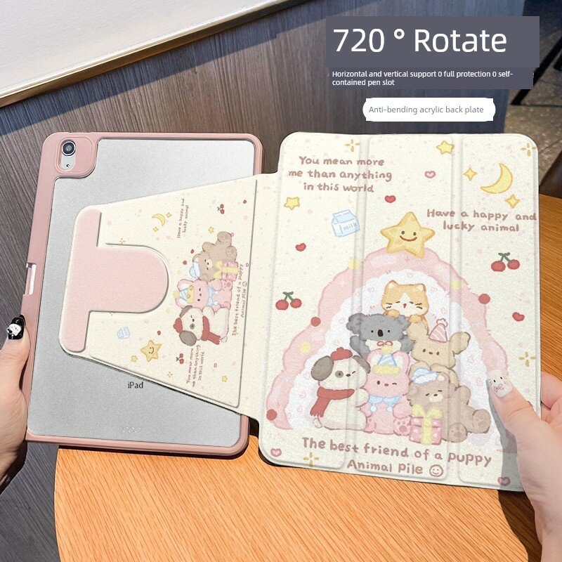 Чехол для Huawei MatePad Air 2025 с поворотом на 720°, 3-секционным отсеком для ручки, акриловым материалом, рисунком