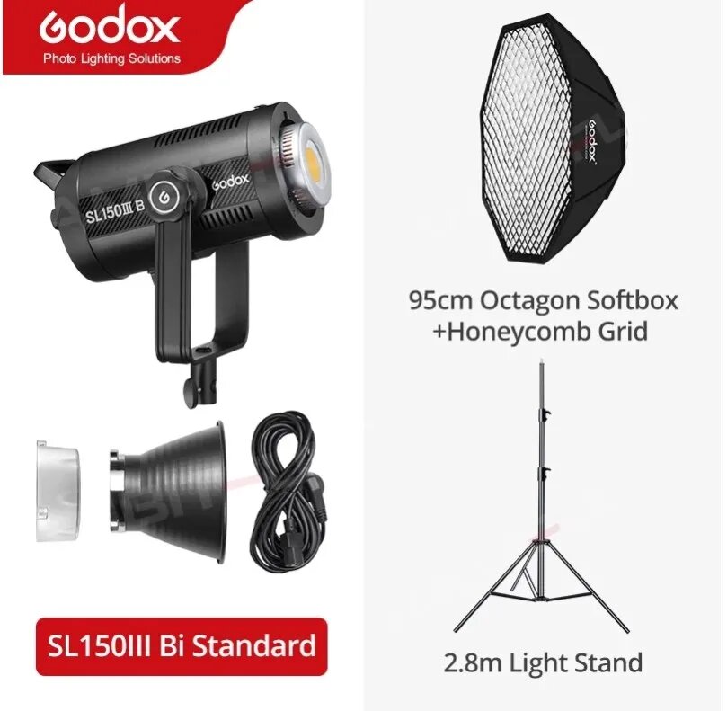 Godox SL150III Bi Kit 6: 160Вт LED Видеосвет с Софтбоксом и Штативом