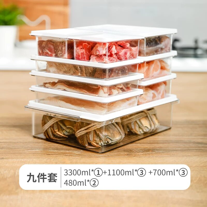 Набор герметичных контейнеров для морозильной камеры: 3.3Л, 1.1Л×3, 0.7Л×3, 0.48Л×2