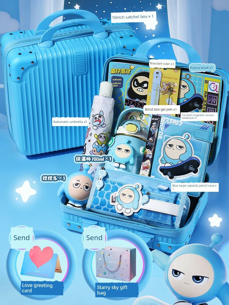 Egg Party Blue Dream Galaxy F Series: 316 Stainless Steel 700ml Thermos, Color Page Notebook, Picture Book, Stress