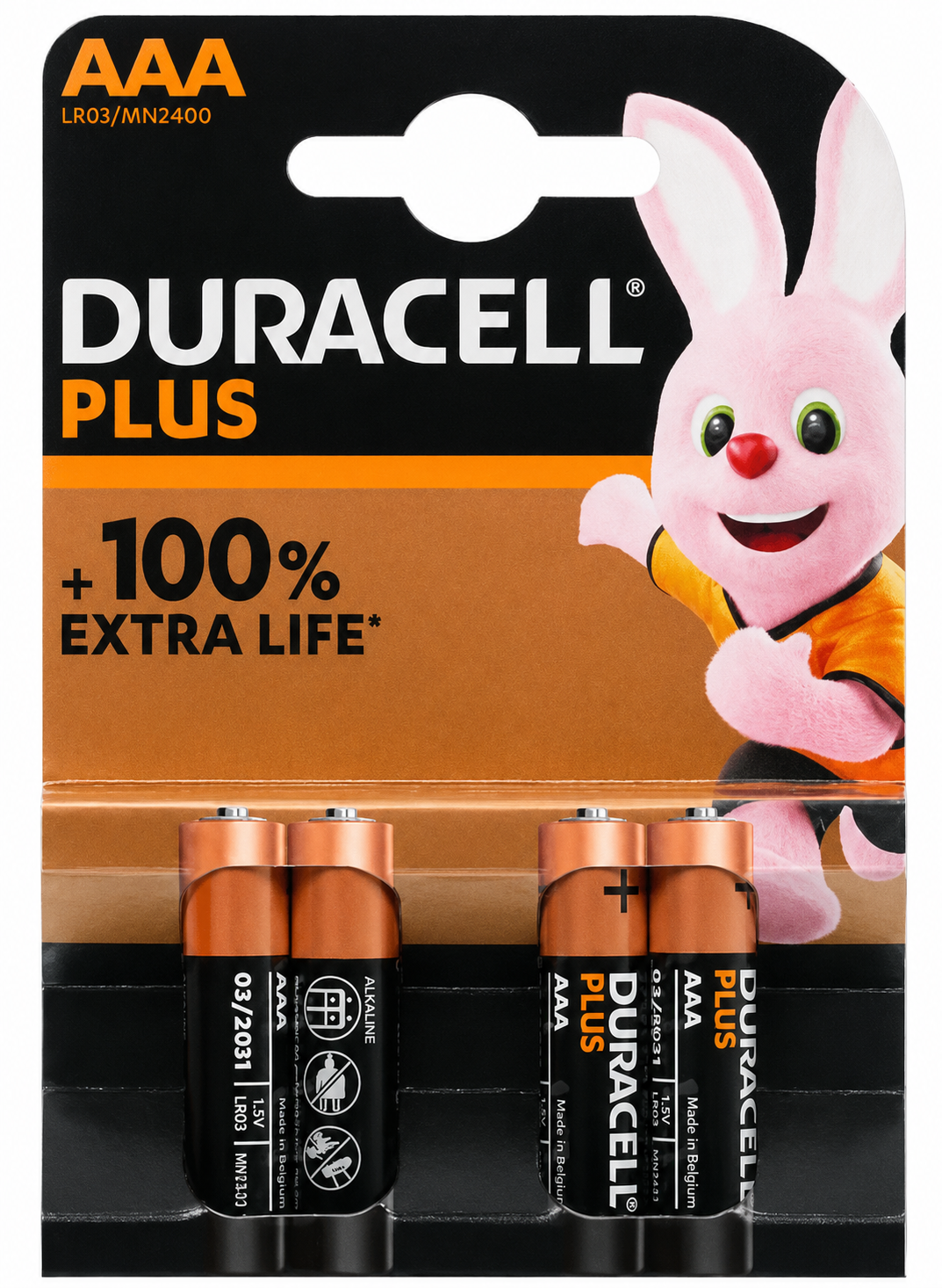 Батарейки DURACELL PLUS AAA, 40 шт, Alkaline, LR3 (10 блистеров по 4 шт.)