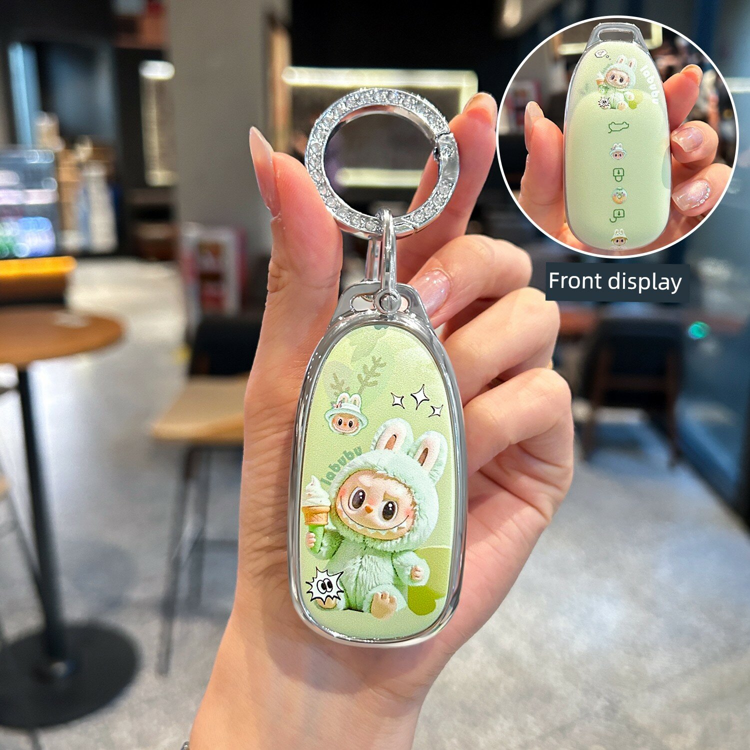 A-Style ICE CREAM LAPUBU Серебряное кольцо для ключей 2025 дизайн