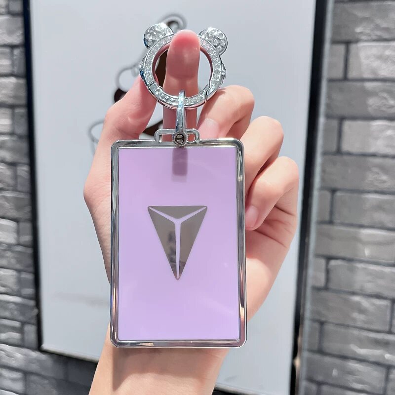 Deep Blue Key Card Holder - Фиолетовый одиночный чехол с серебряной космической застежкой и серебряным номерным брелоком