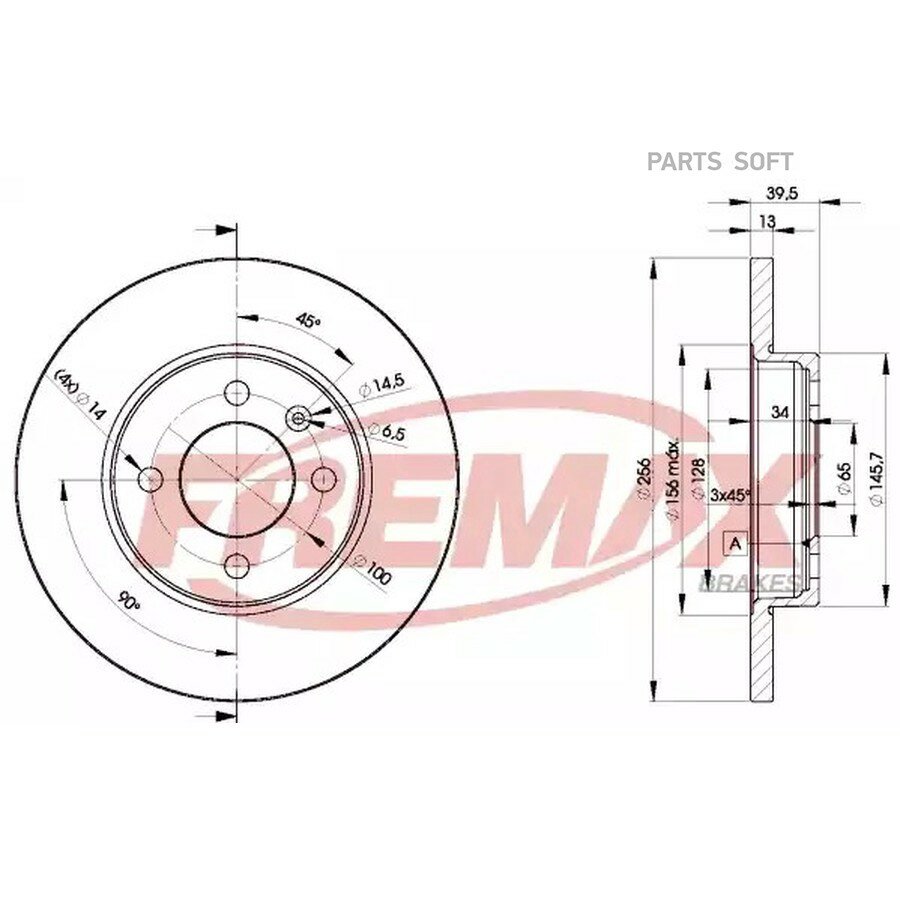 Диск тормозной передний VW Chery Fora (06-)/TAGAZ Vortex Estina (08-) перед. d=258 от официального дистрибьютора, FREMAX, артикул BD3392