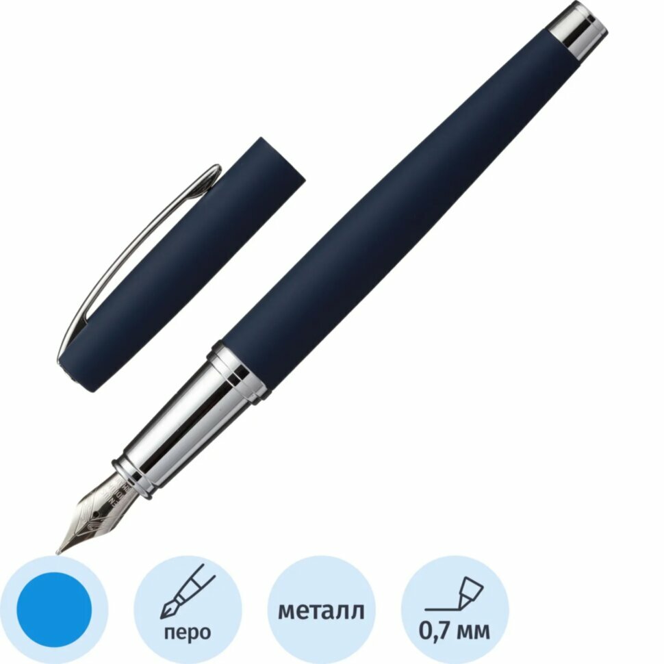 Ручка перьевая SIENNA В металл PREMIUM футл.0,7мм, син корп син 20-0344/10, 1948928