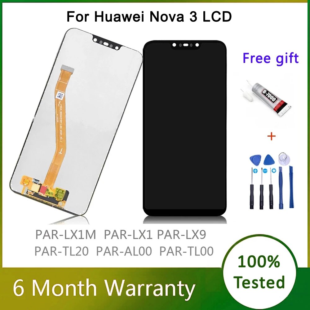 6,3-дюймовый ЖК-дисплей для HUAWEI Nova 3, ЖК-дисплей с сенсорным экраном Ditigizer в сборе для Nova3 PAR-LX1 PAR-LX9 PAR LX1M, ЖК-экран