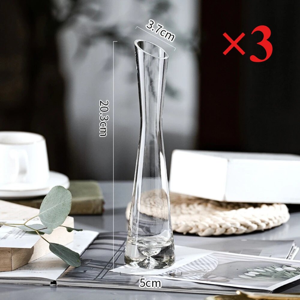 Прозрачная стеклянная ваза 3PCS Style B-M