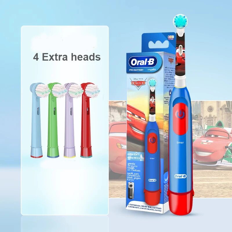 Oral-B детская электрическая зубная щетка Cars, 4 головки