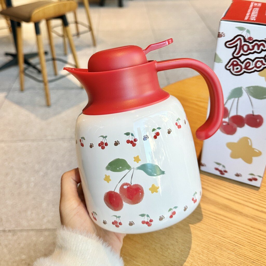 Cherry series vacuum water bottle with antidrop feature and straw for kids and students style k