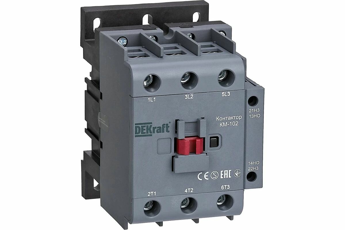 Контактор 95А 220В 1НО 1НЗ КМ-102 DEKraft