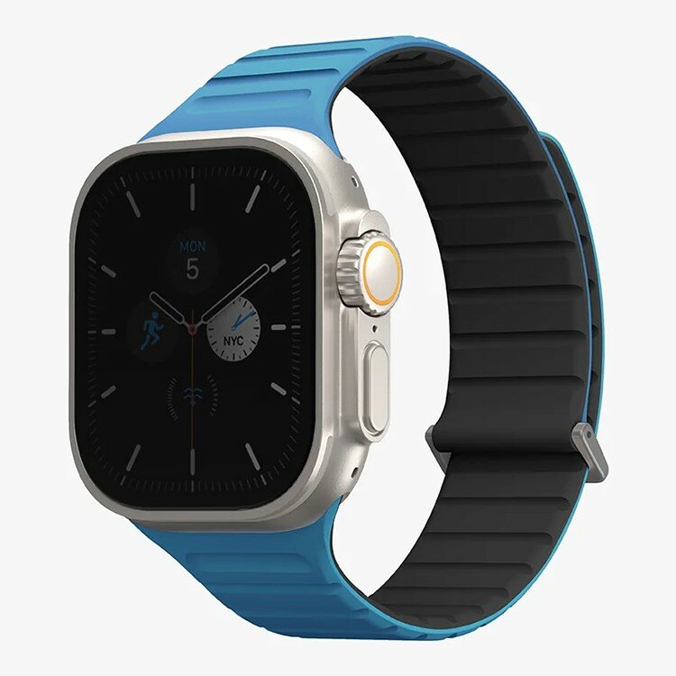 Uniq силиконовый ремешок для Apple Watch 49/46/45/44 mm, Revix EVO reversible Magnetic Pacific Blue/Black