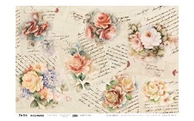 Бумага рисовая To-Do Carta di riso, 50х70 см, 10 шт "Розы-ноты" оранжевые